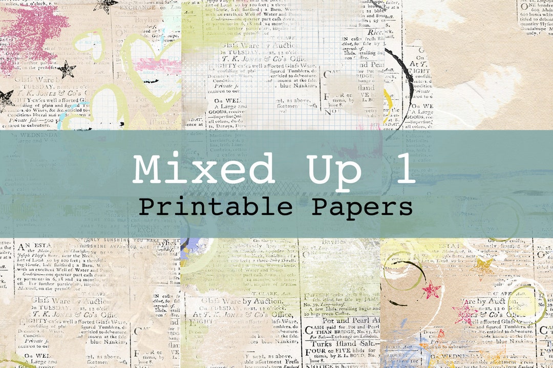 Mixed up Printable Digital Background and Journal Papers No. 1 Junk ...