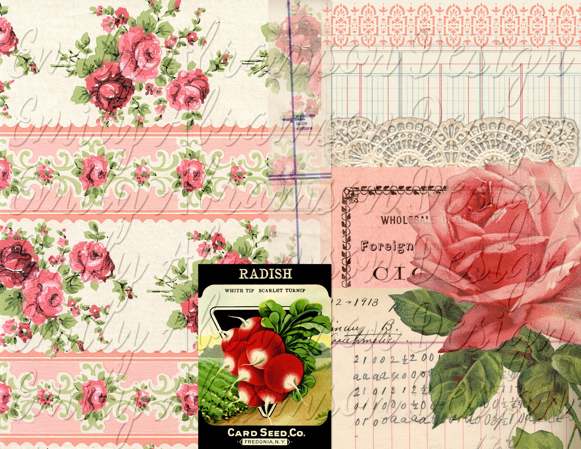 Digital Collage Sheet Printable No. 320 for Junk Journals and Digital ...
