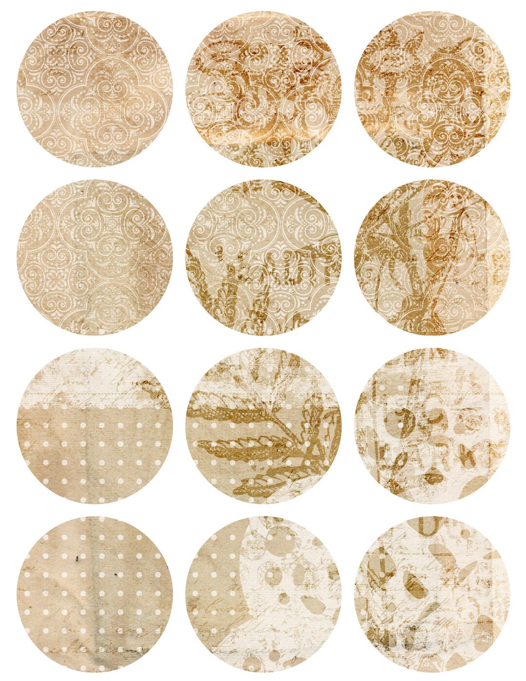 Printable Circle Stickers Collage Sheet No. 4 for Junk Journaling ...