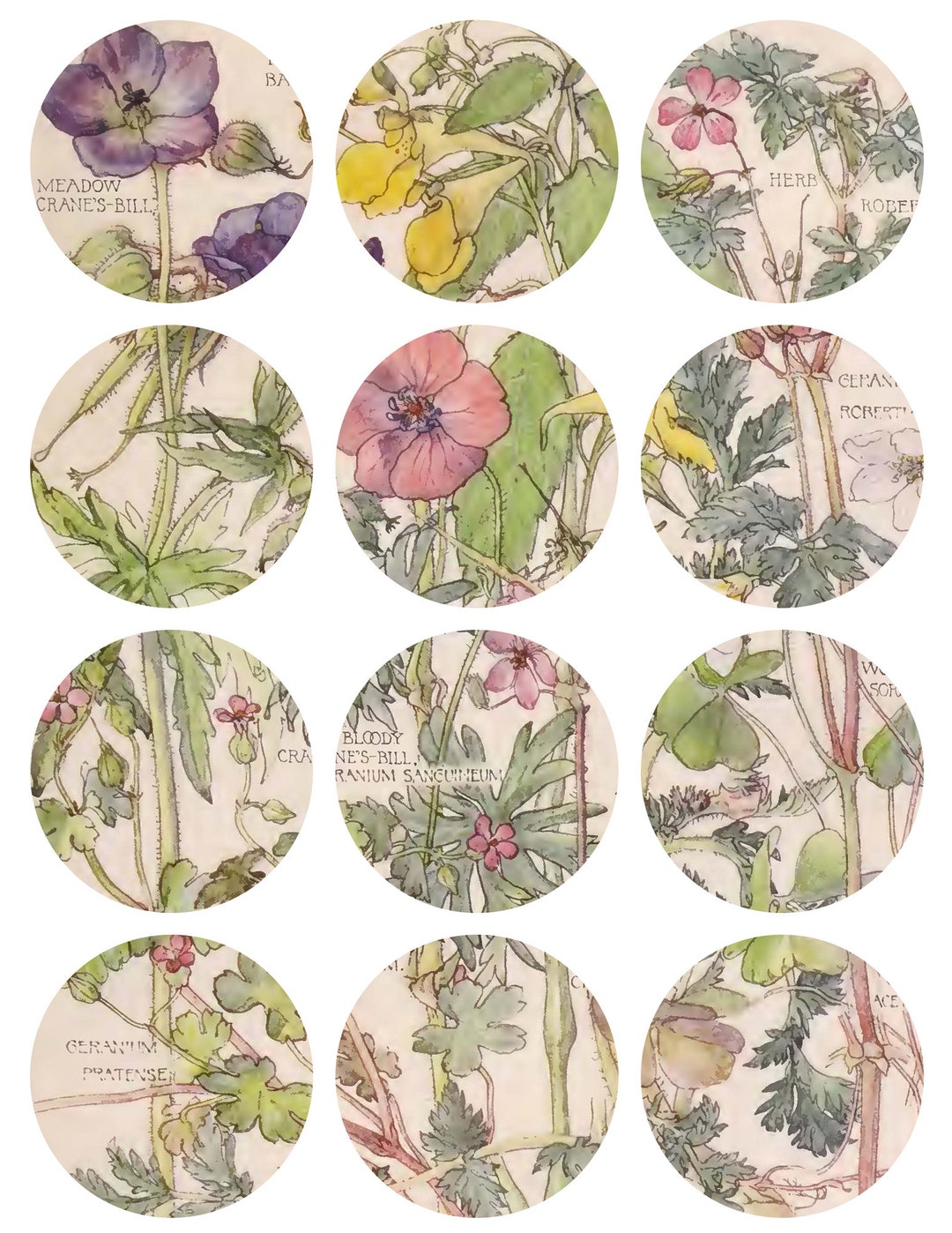 Printable Circle Stickers Collage Sheet No. 14 for Junk Journaling ...