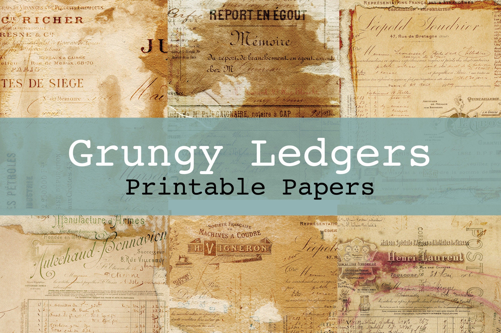 Grungy Ledgers Printable Digital Background and Journal Papers - Etsy