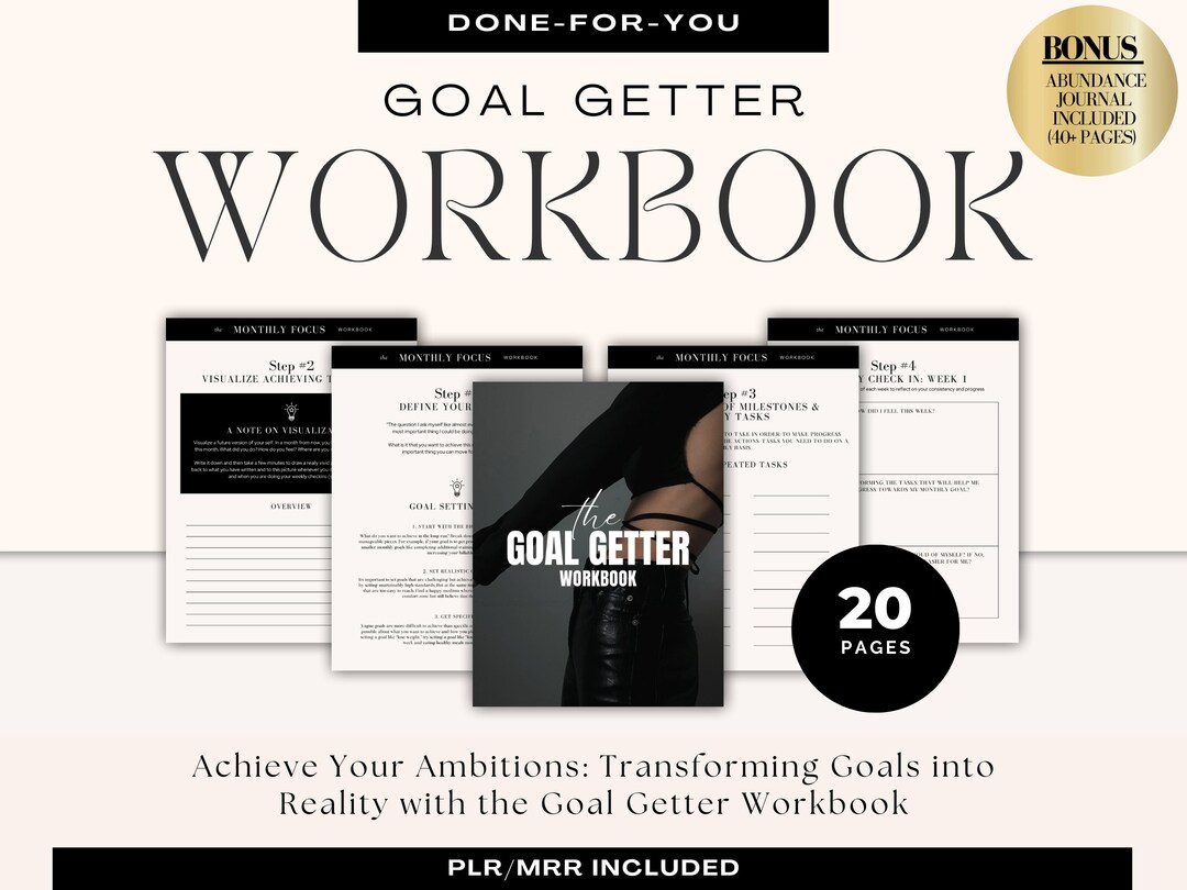 Goal Getter Workbook | PLR | MRR | Done-for-you Digital Product | DFY ...
