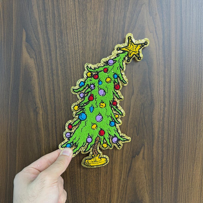 Christmas Tree Chenille Patch, Iron on Applique Christmas Patch, Cute ...