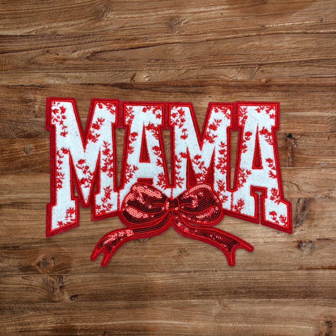 Mama Chenille Patch With Bow, Large Mama Patches, Mama Patch Iron On ...