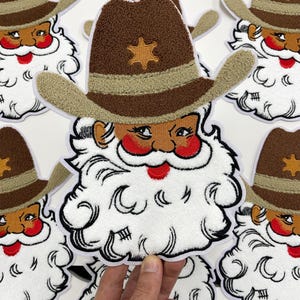 Santa Cowboy Patch, Christmas Iron on Patch, Holiday Patch, Santa Hat ...