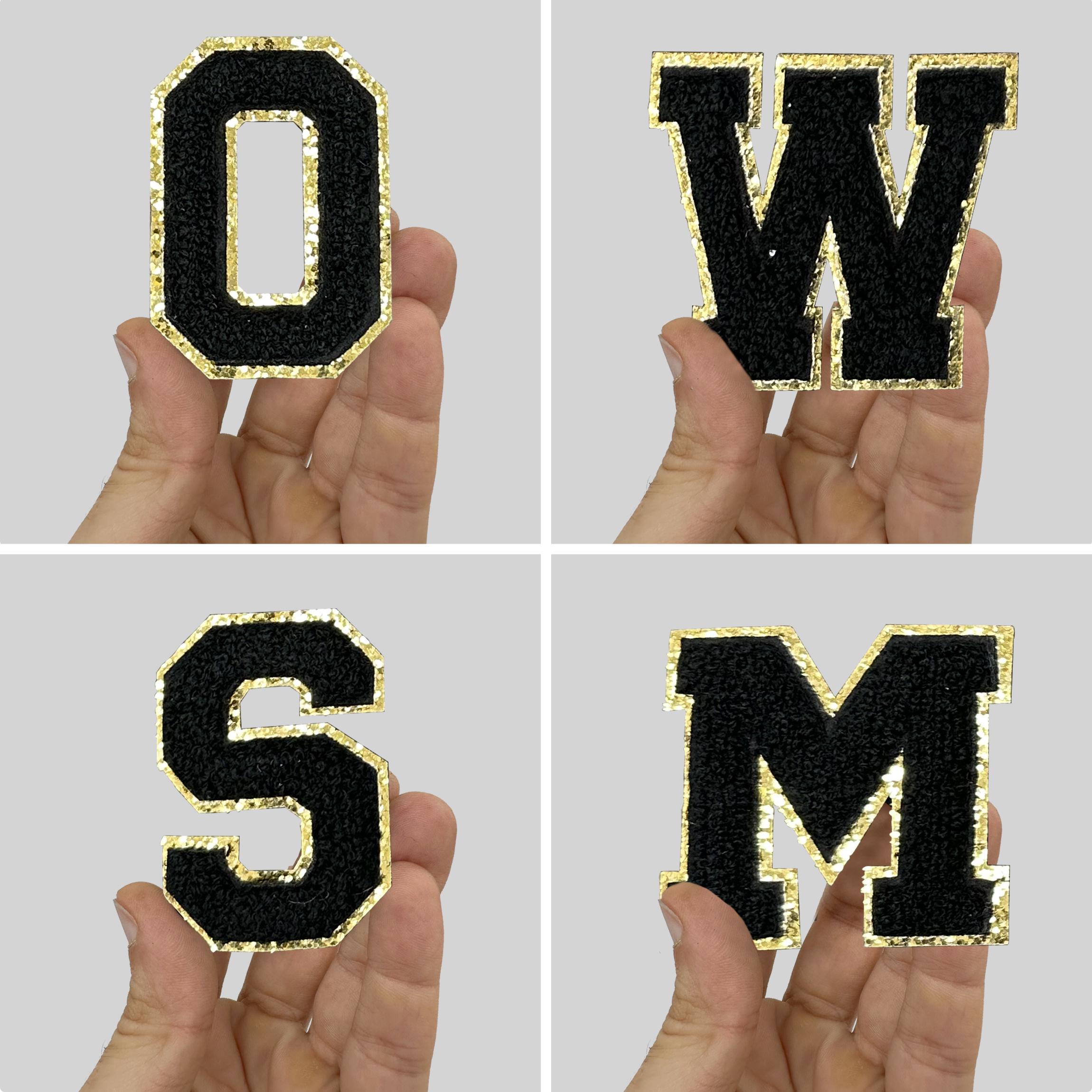 Black Gold Chenille Letter Patch, 2.5 Inch , Varsity Letter Patch, Iron ...