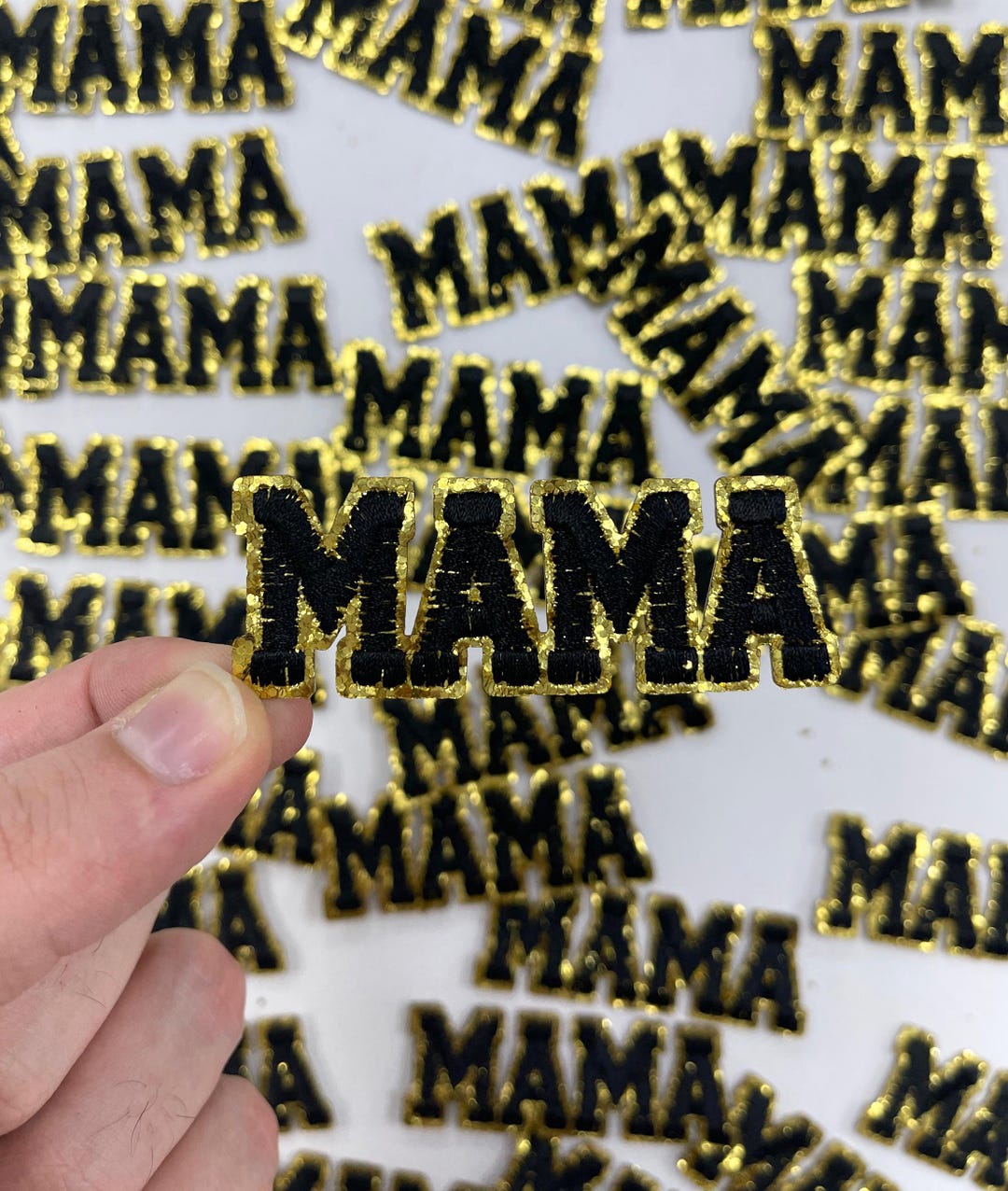 Mama Patch, Black Gold Mama Patch, Mama Chenille Patch, Iron on Patch ...