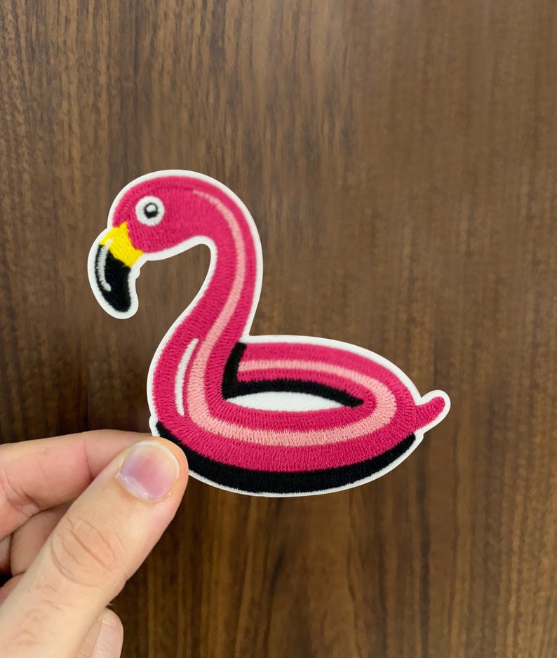 Flamingo Iron on Patch, Pink Flamingo Patch Embroidered, Pink Sequin ...