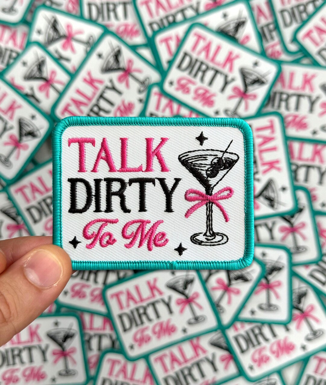 Talk Dirty to Me Embroidered Patch, Iron On, DIY Patch, Talk Dirty to Me Patch, Martini Patch ...