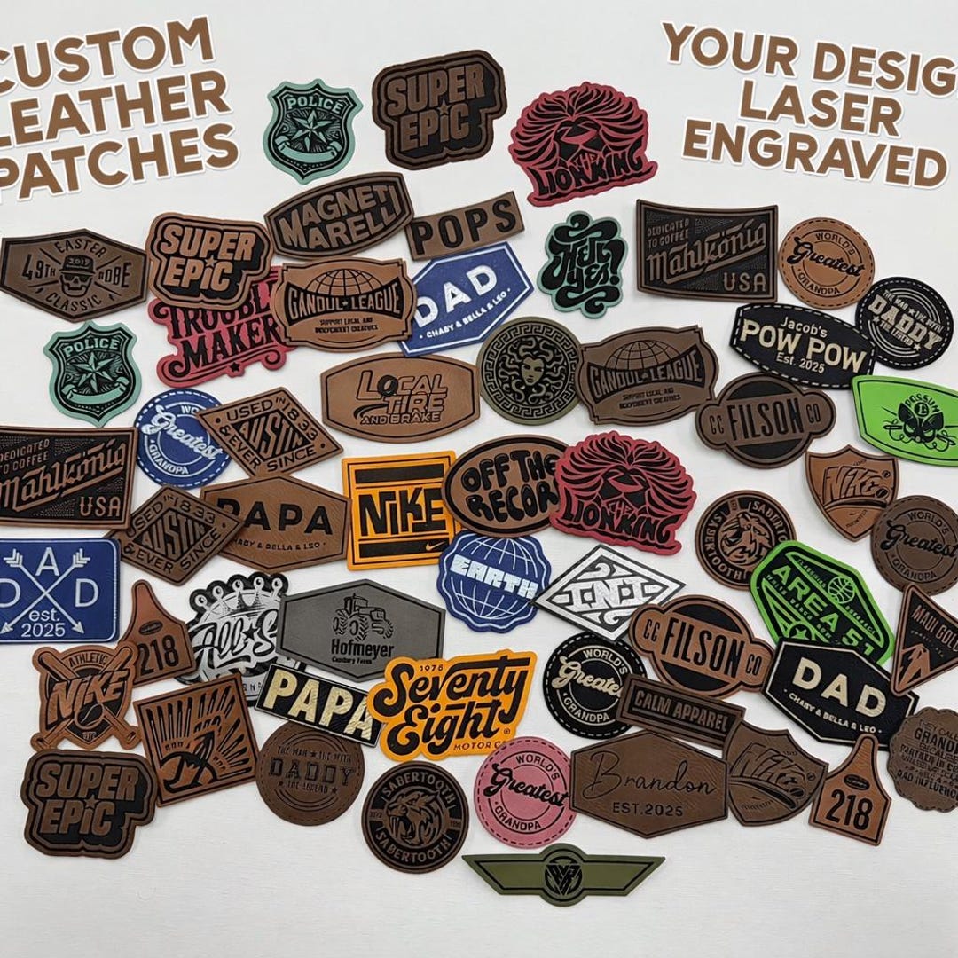 Laser Engraved Leather Logo Patches, Custom Branding Tag - Etsy