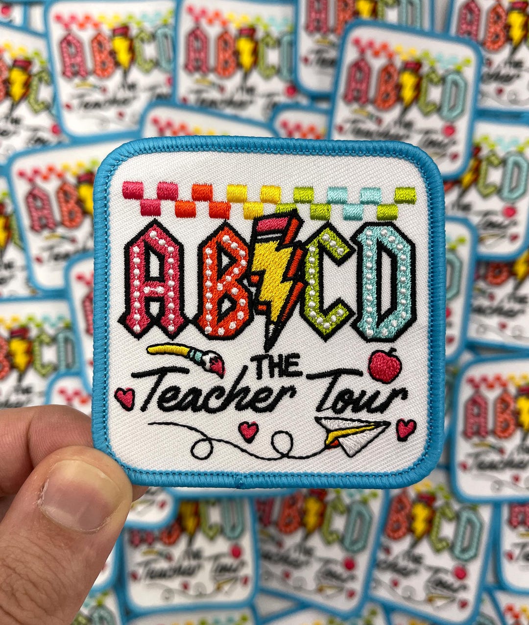 Retro Teacher Iron on Patch, Embroidery Patch, ABCD Teacher Tour Patch ...