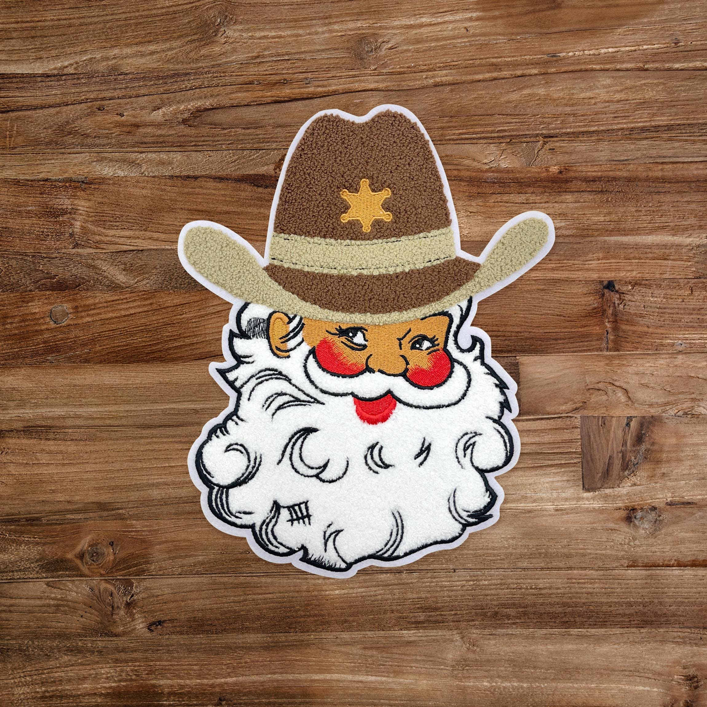 Santa Cowboy Patch, Christmas Iron on Patch, Holiday Patch, Santa Hat ...