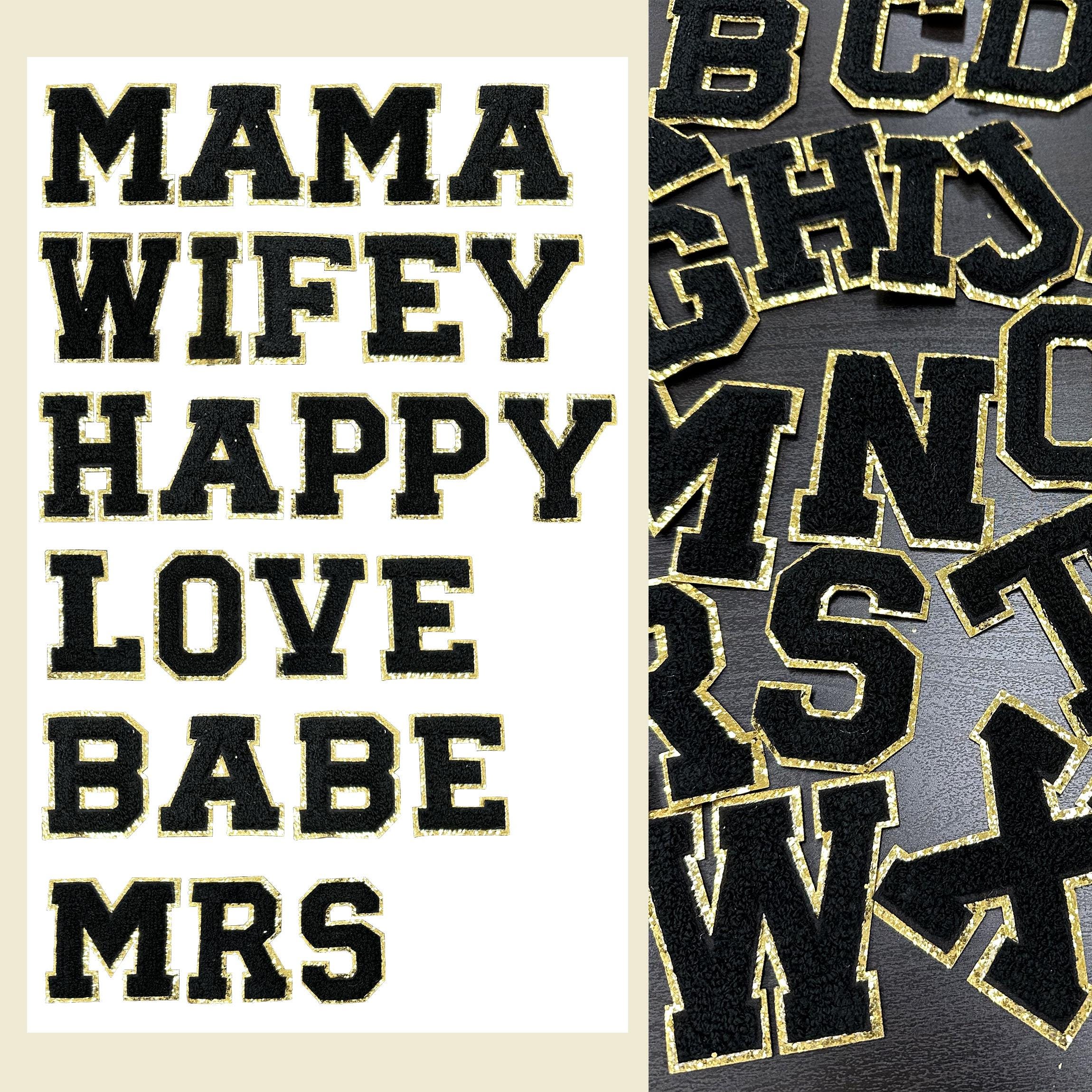 Black Gold Chenille Letter Patch, 2.5 Inch , Varsity Letter Patch, Iron ...