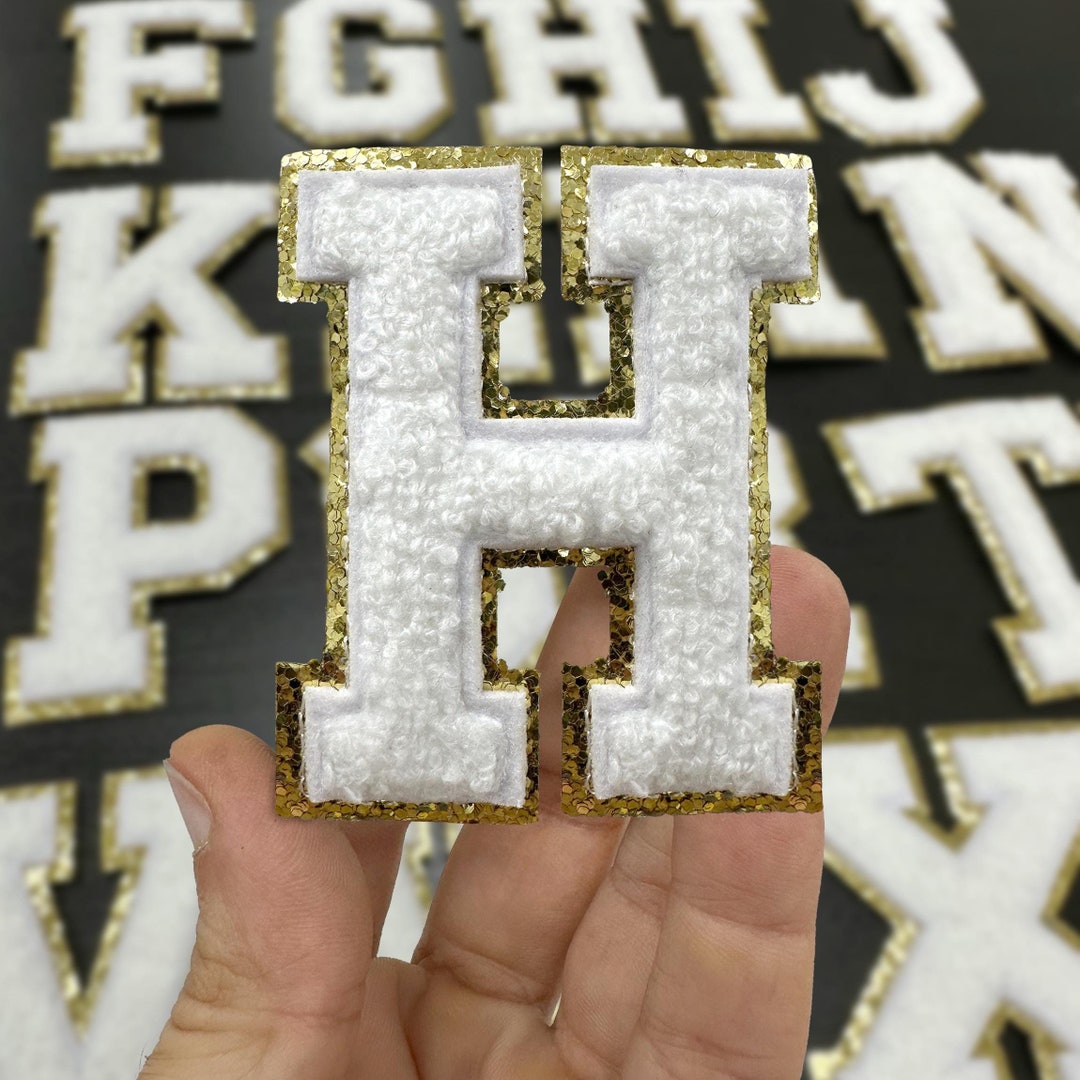 White Chenille Letter Patch, 2.5 Inch, Adhesive Chenille Letter Patch ...