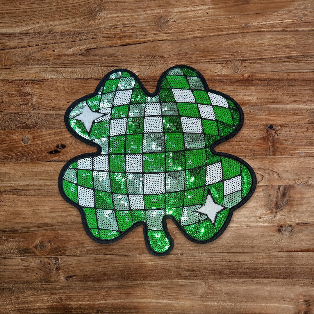 Four Leaf Clover Chenille Patch, Four-leaf Clover, Shamrock Iron on Patch, Lucky Leaf Patch, St ...