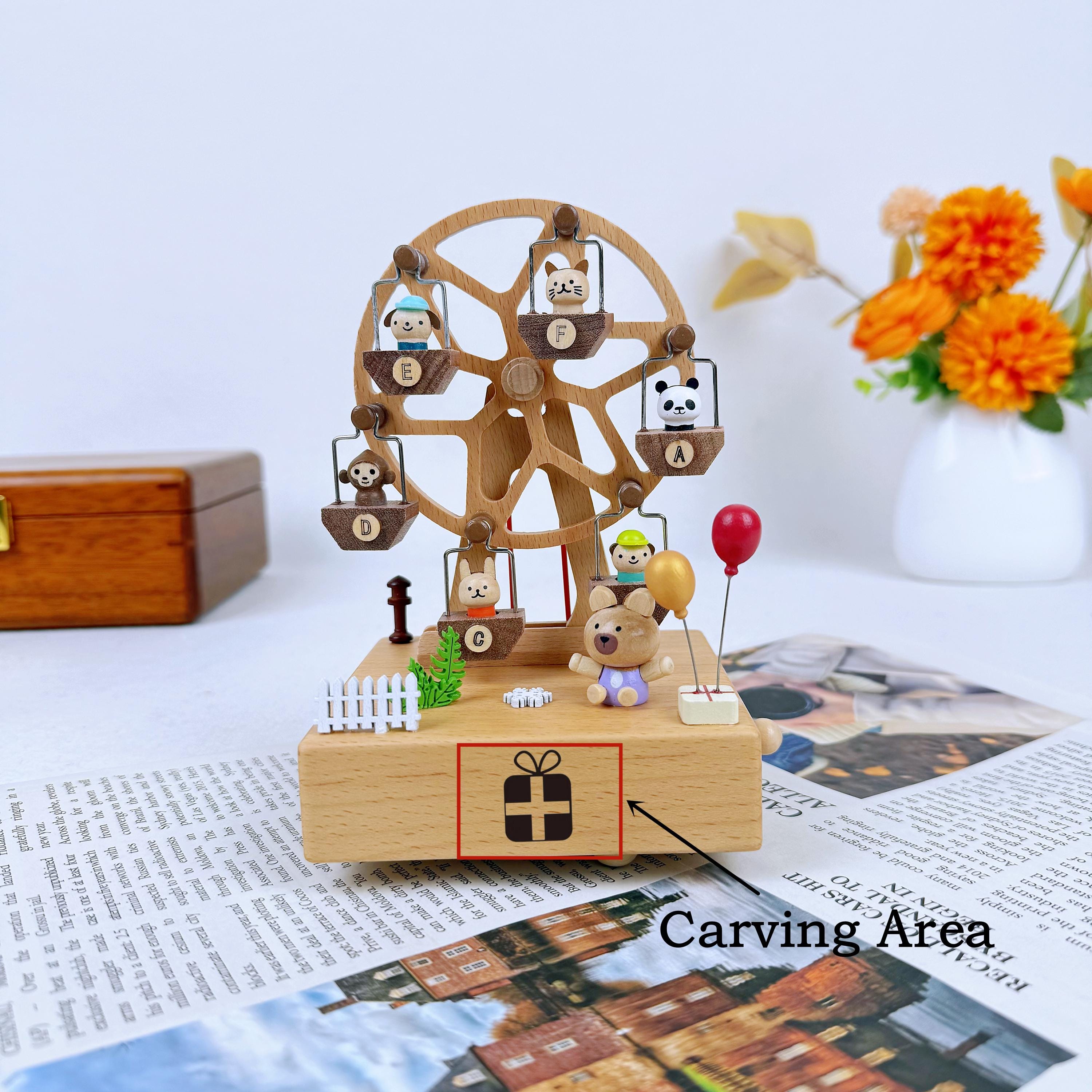 Ferris Wheel Wooden Music Box, Custom Carved Name Music Box, Baby ...