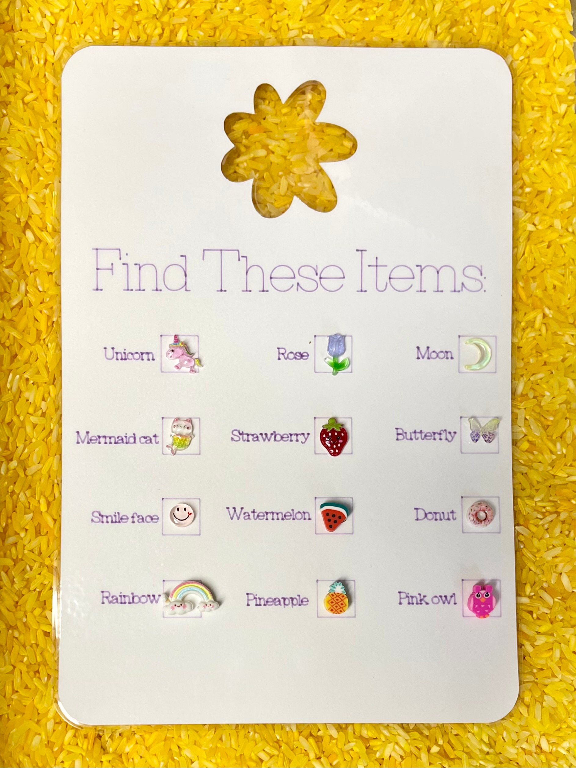RICE SPY It's a Sensory Rice Search & Find Kids Hunt for Tiny Charms ...