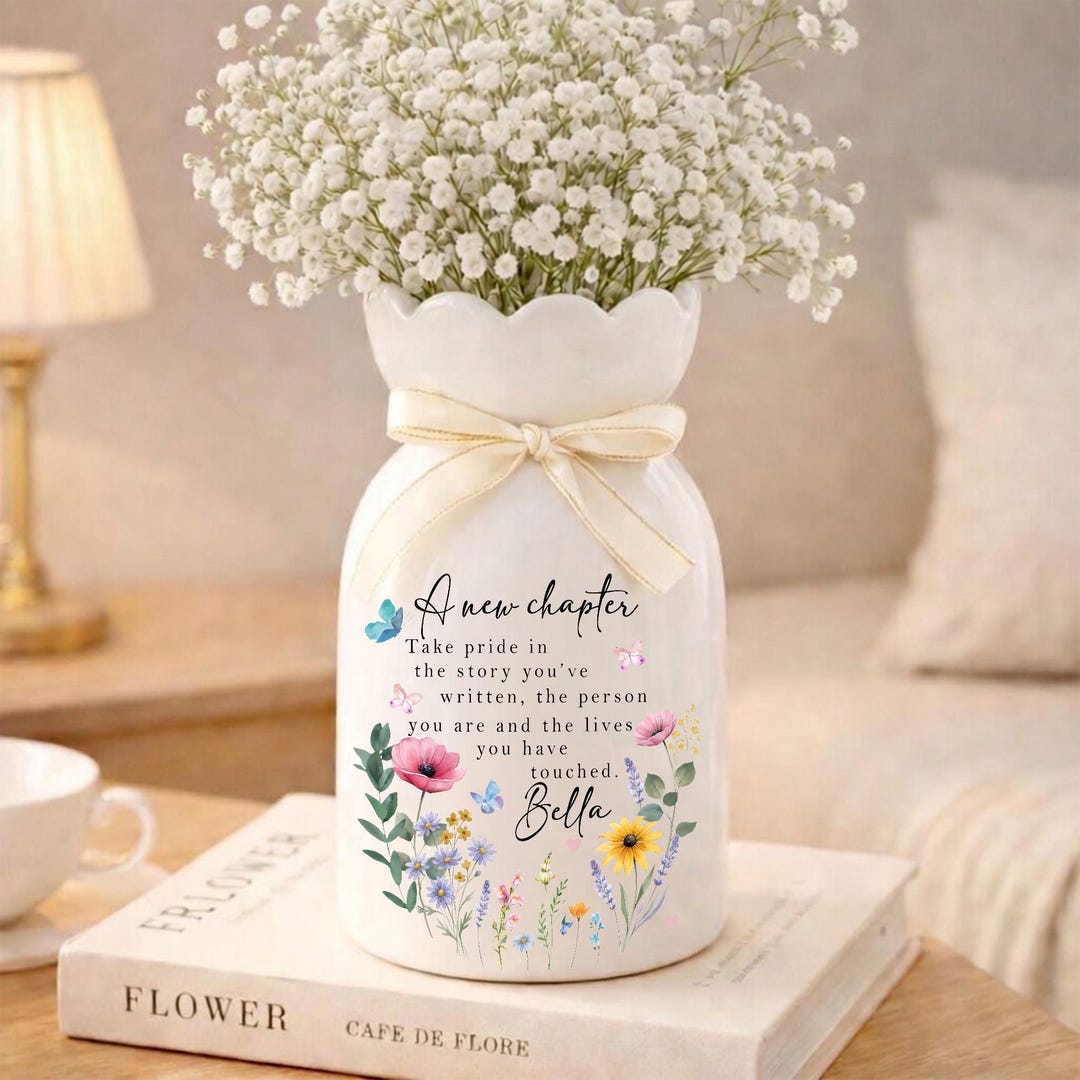 Personalized New Chapter Going Away Gift for Coworker Ceramic Flower ...