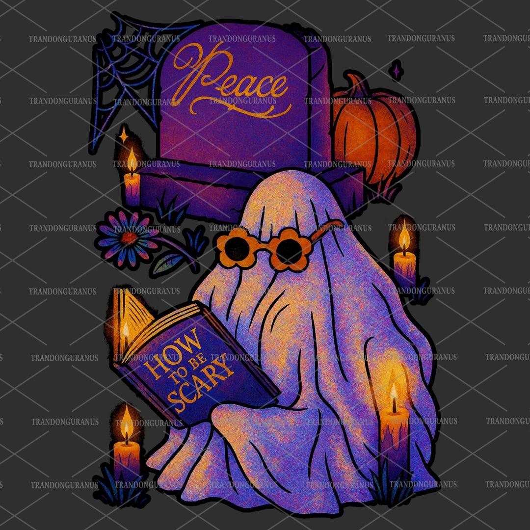 Retro Ghost Reading Books Png, Ghost Halloween Png, Librarian Ghost ...