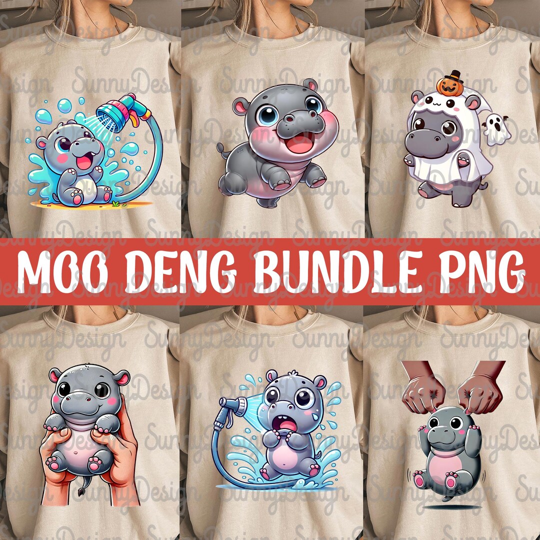 Bundle I Love Moo Deng Png, Moo Deng Png, Funny Baby Hippo Png, Funny ...