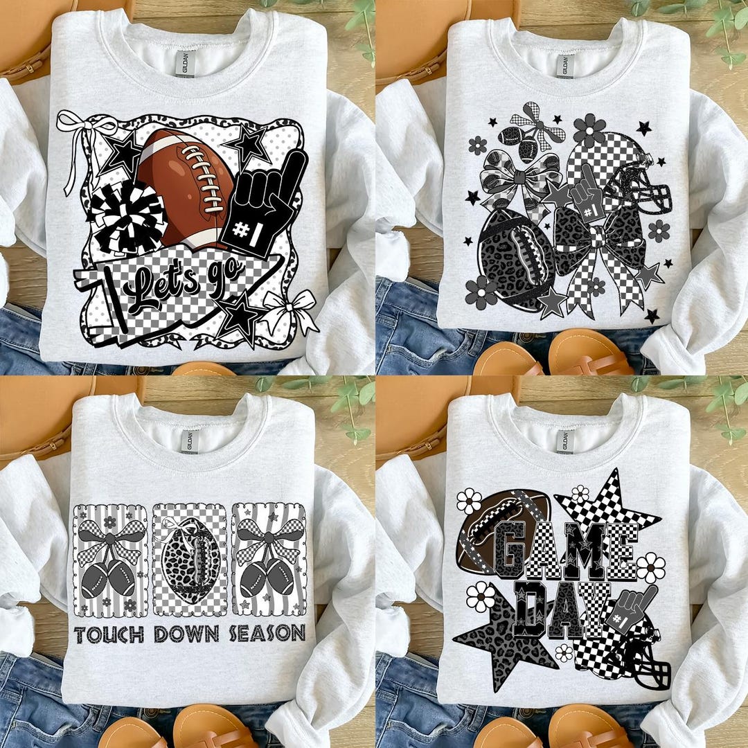 Game Day Football Coquette PNG Bundle, Checkered Football Mama Png ...