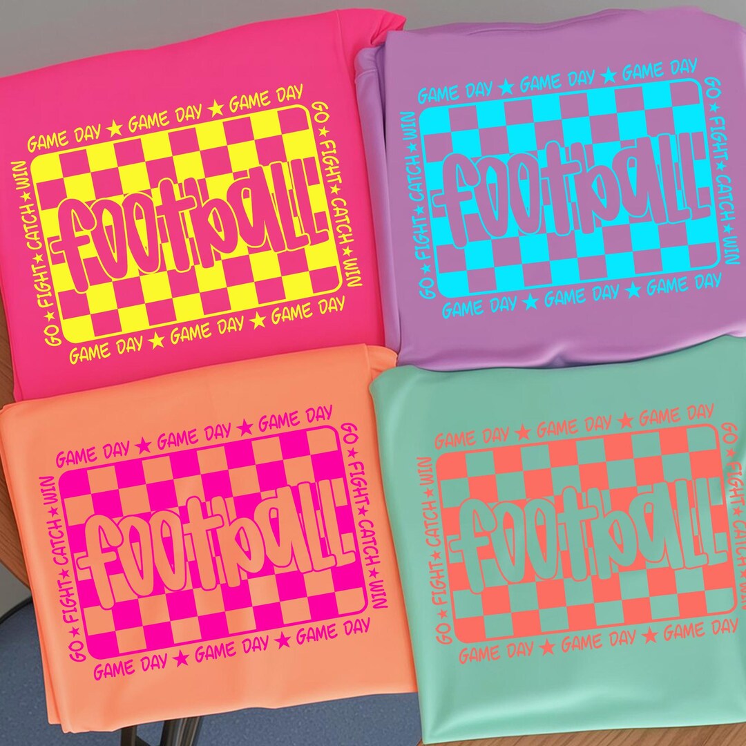 Neon Football Checkered Png Bundle, Football Mama Png, Game Day Shirt ...