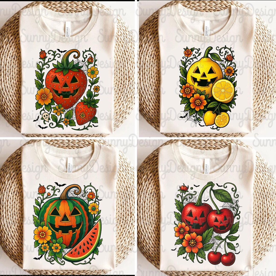 Spooky Fruits Summerween Png Bundle, Halloween Watercolor Fruit Png ...