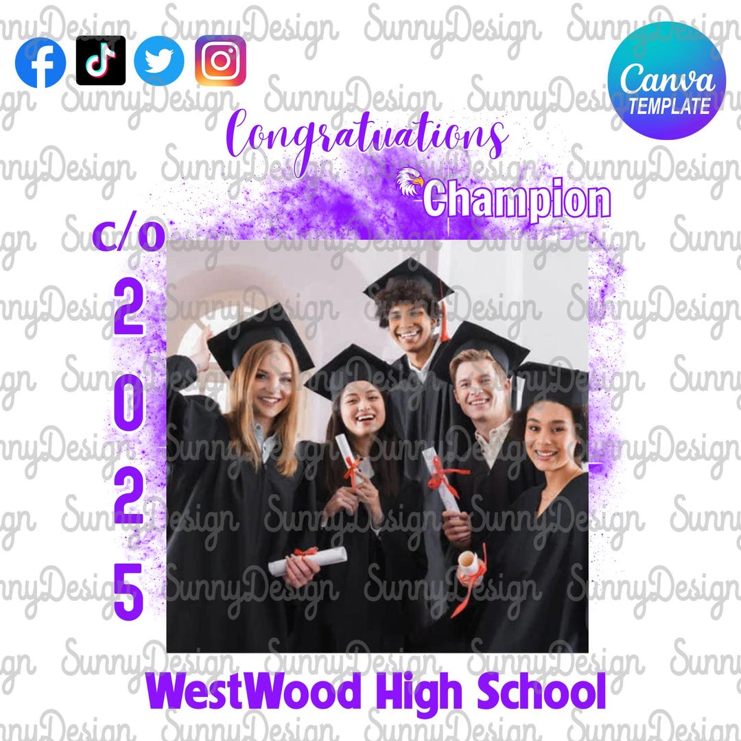 Congratulations Champion Editable Canva Template, Graduation Insert ...