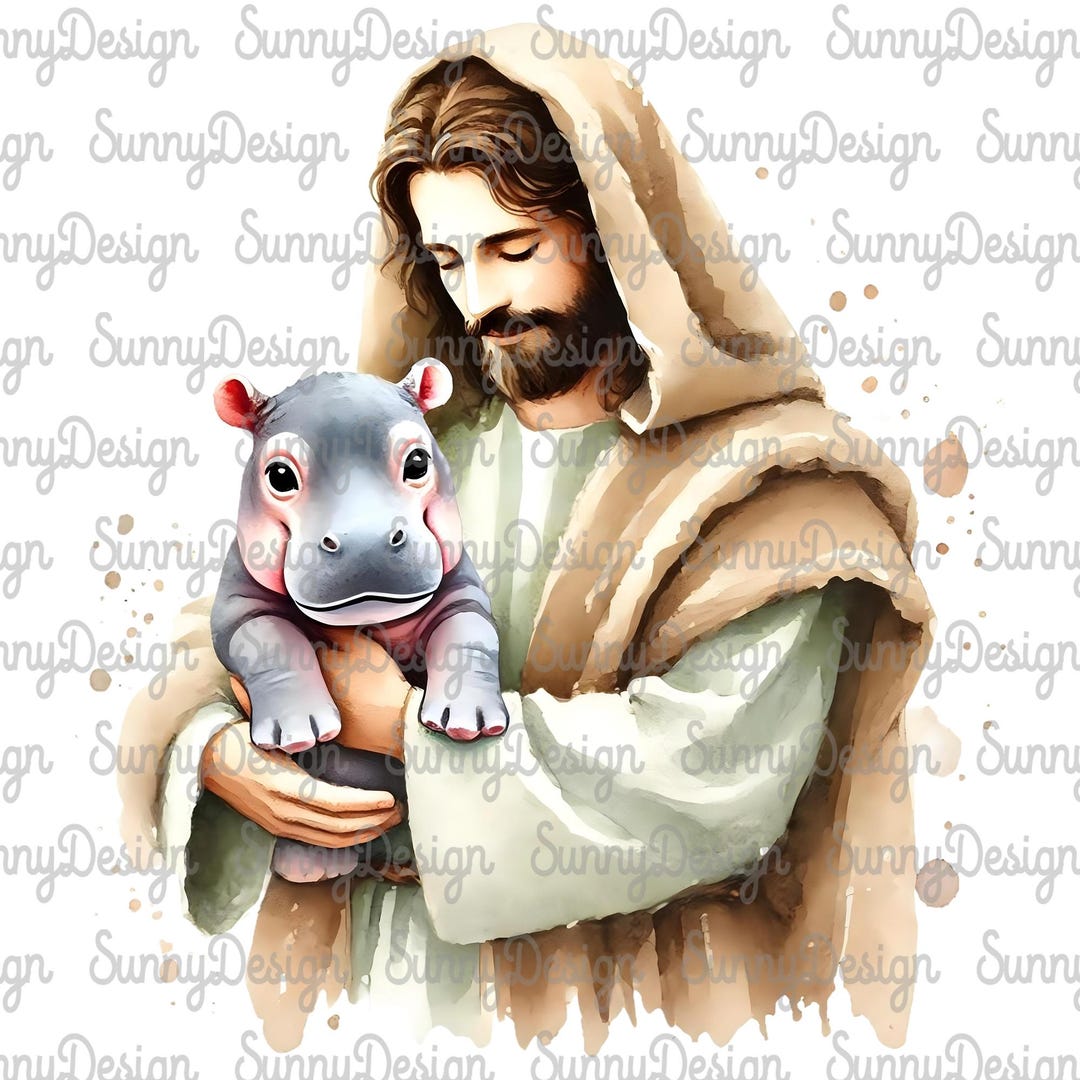 Jesus Holding Moo Deng the Hippo Joke Png, Funny Meme Shirt Png, Funny ...