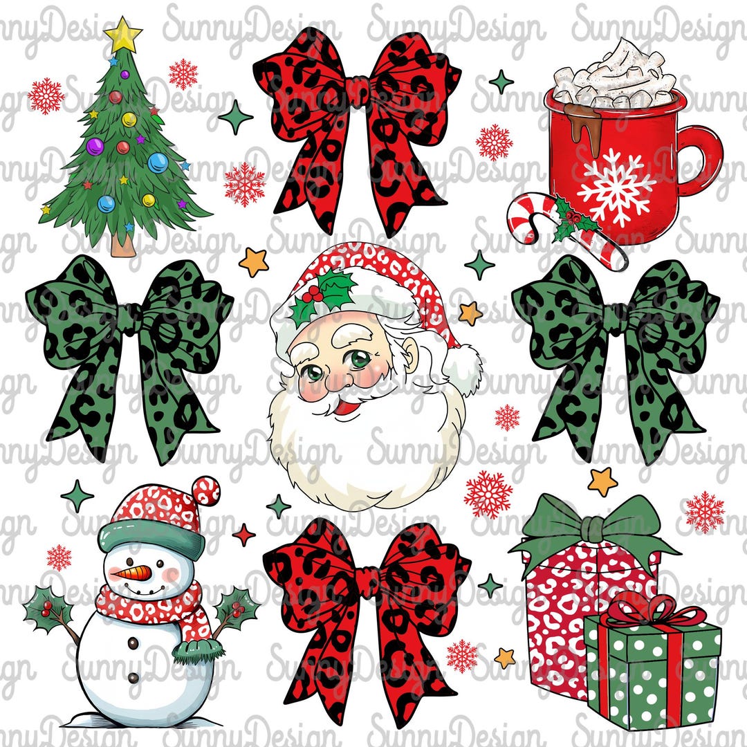 Santa Coquette Bow Png, Santa Claus Png, Retro Christmas Png, Xmas ...