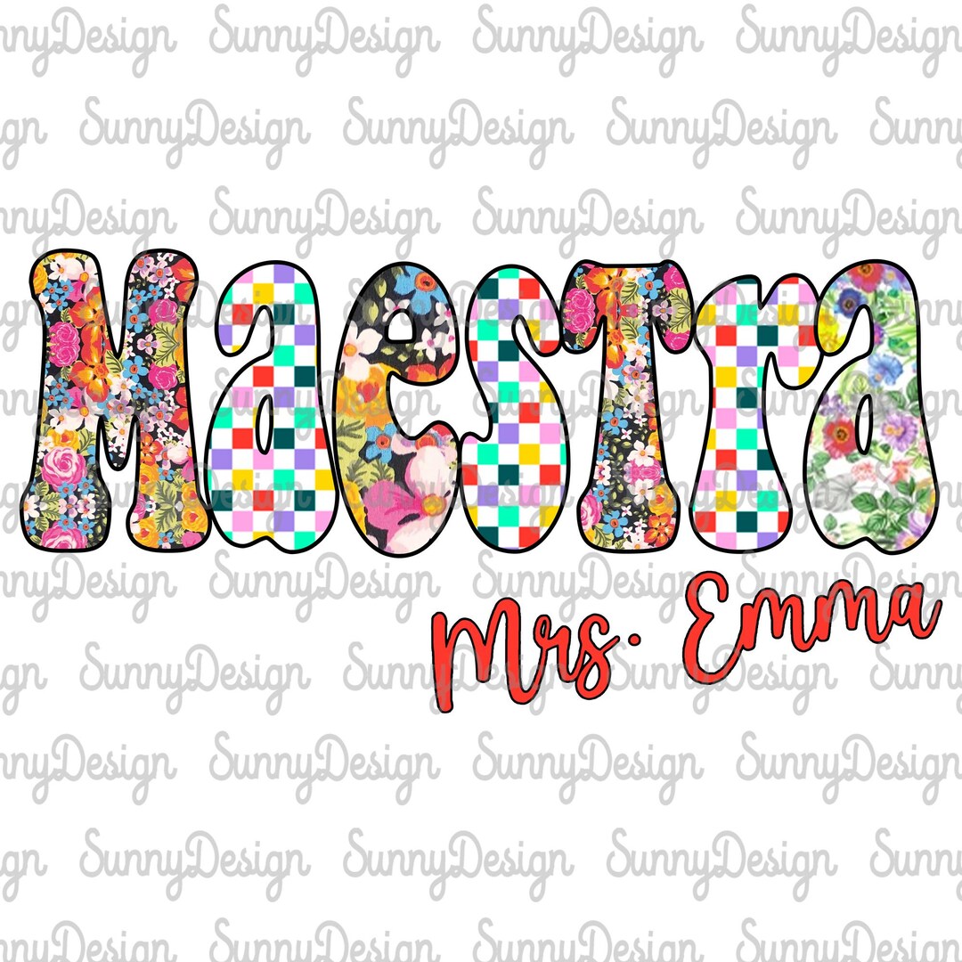 Spanish Teacher Custom Png, Preppy Maestra Png, Mexican Flowers Teacher ...
