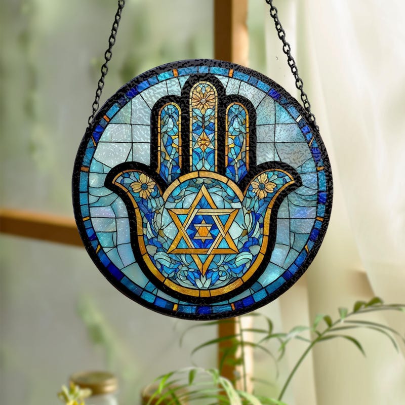 Stain Glass Hanging Hamsa - Etsy