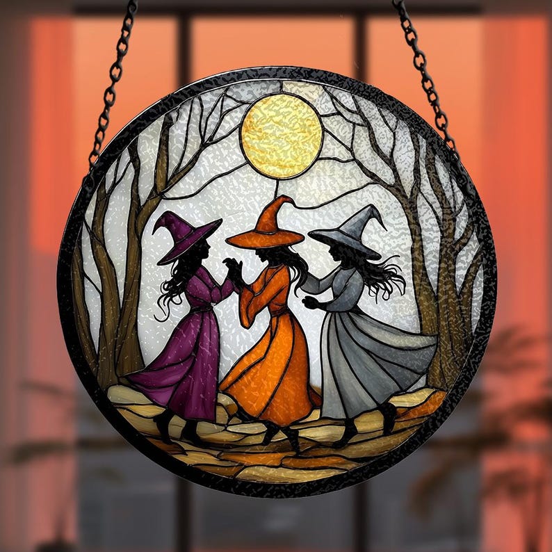 Feminist Witch Stained Glass Suncatcher, Dark Fantasy Window Art - Etsy