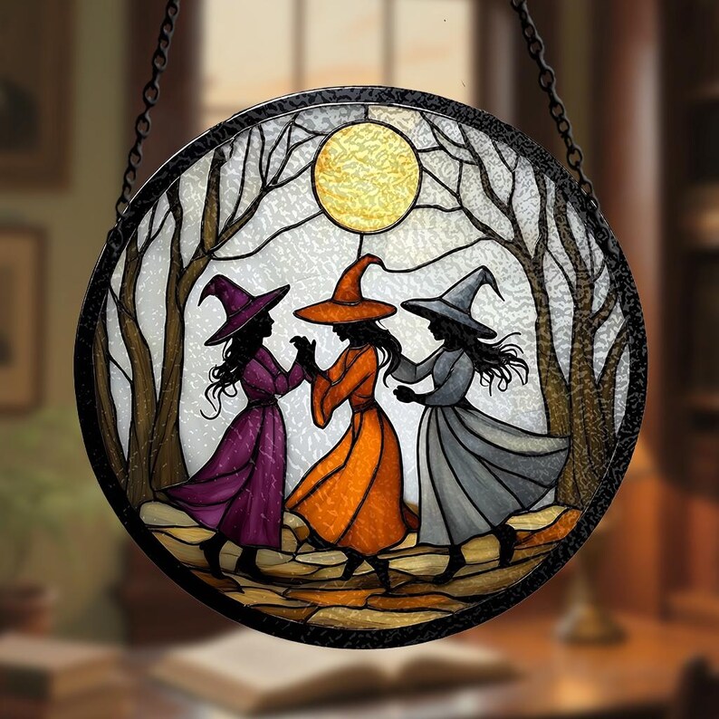 Feminist Witch Stained Glass Suncatcher, Dark Fantasy Window Art - Etsy