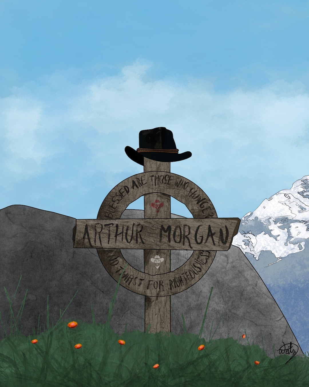 Arthur Morgan Grave Fan-drawn Poster - Etsy