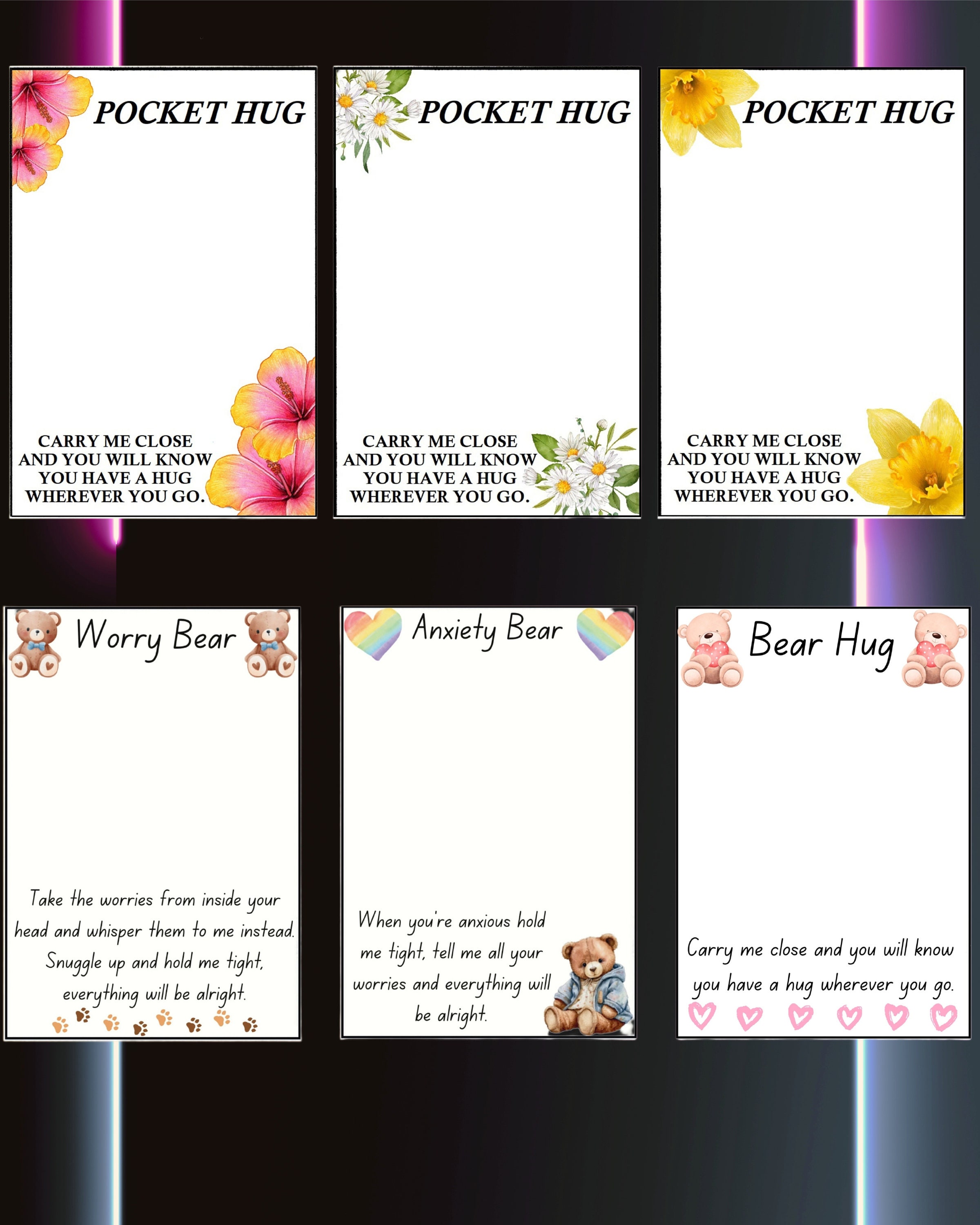 4 PDF Files Instant Download: Printable Pocket Cards 11 Designs ...