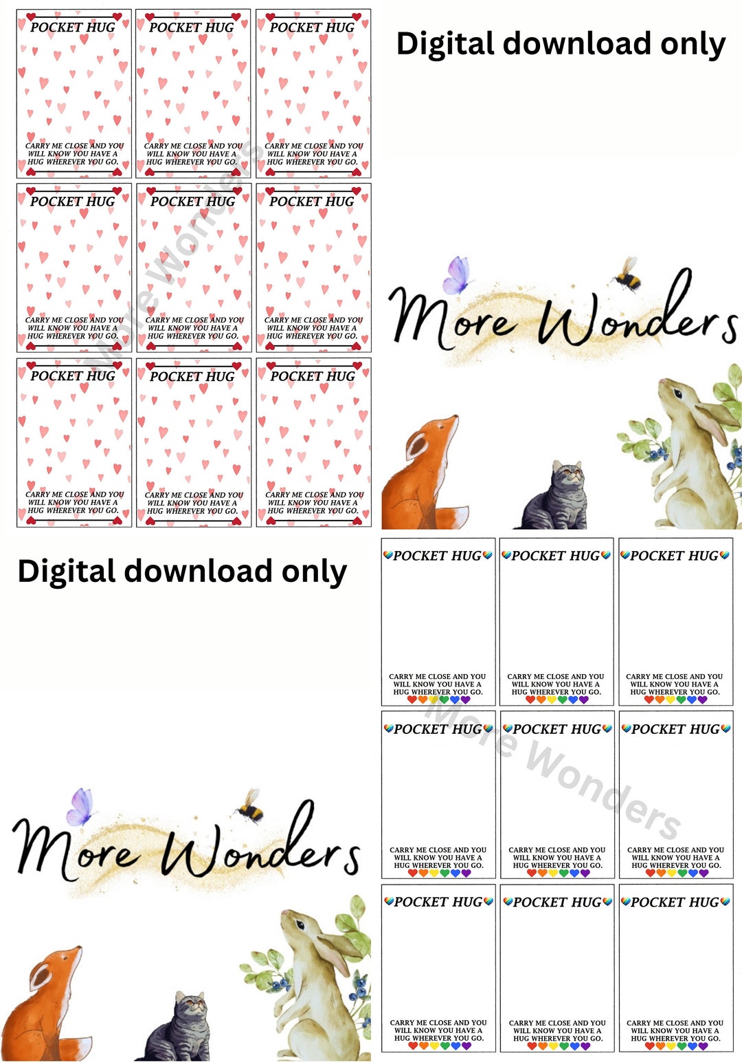 Printable Pocket Hug Templates 2 PDF Files Instant Download Printables ...