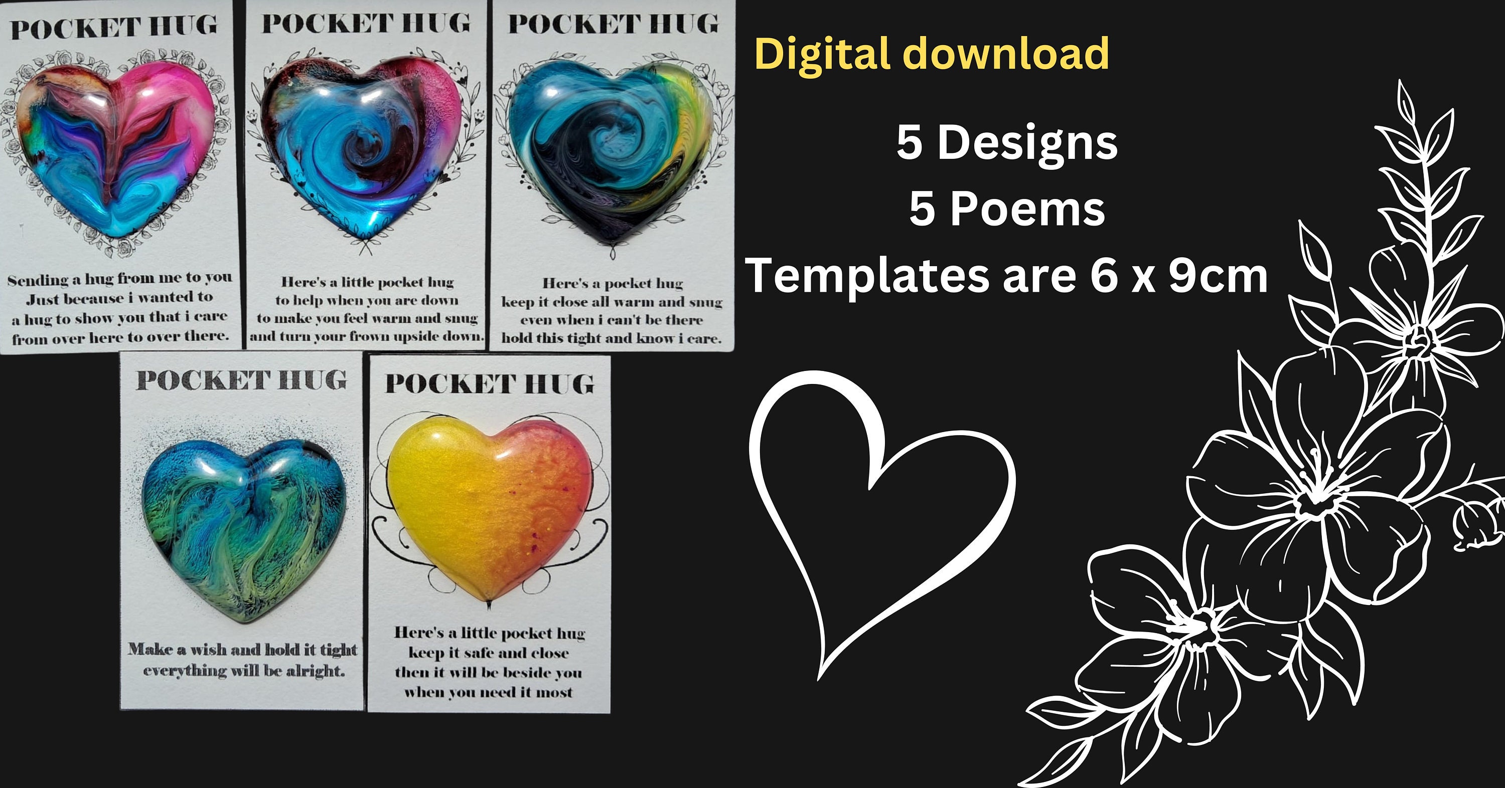 1 PDF Files Instant Download: Printable Pocket Cards 5 Different Poems ...