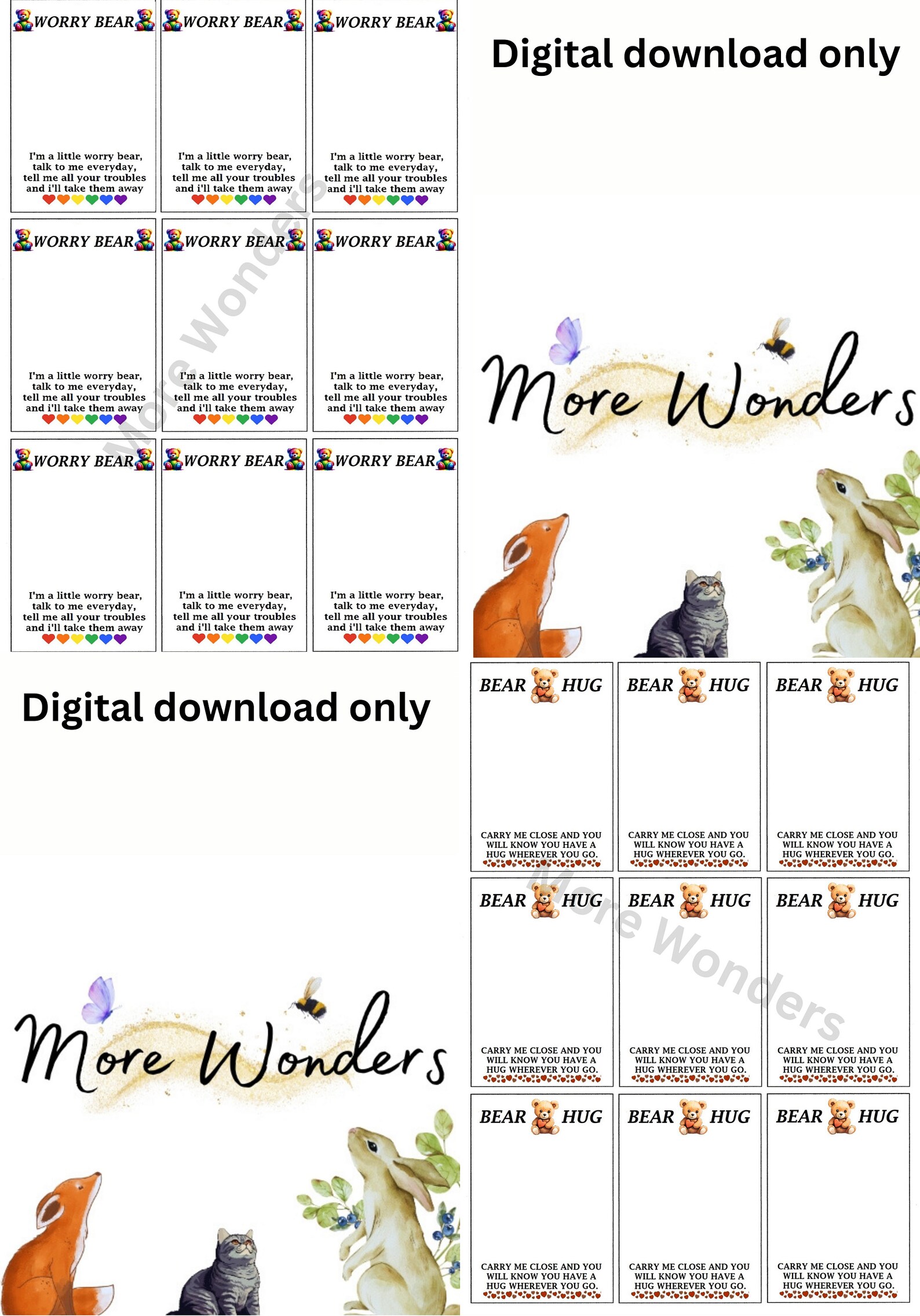 2 PDF Files Instant Download: Printable Pocket Cards 2 Different Poems ...