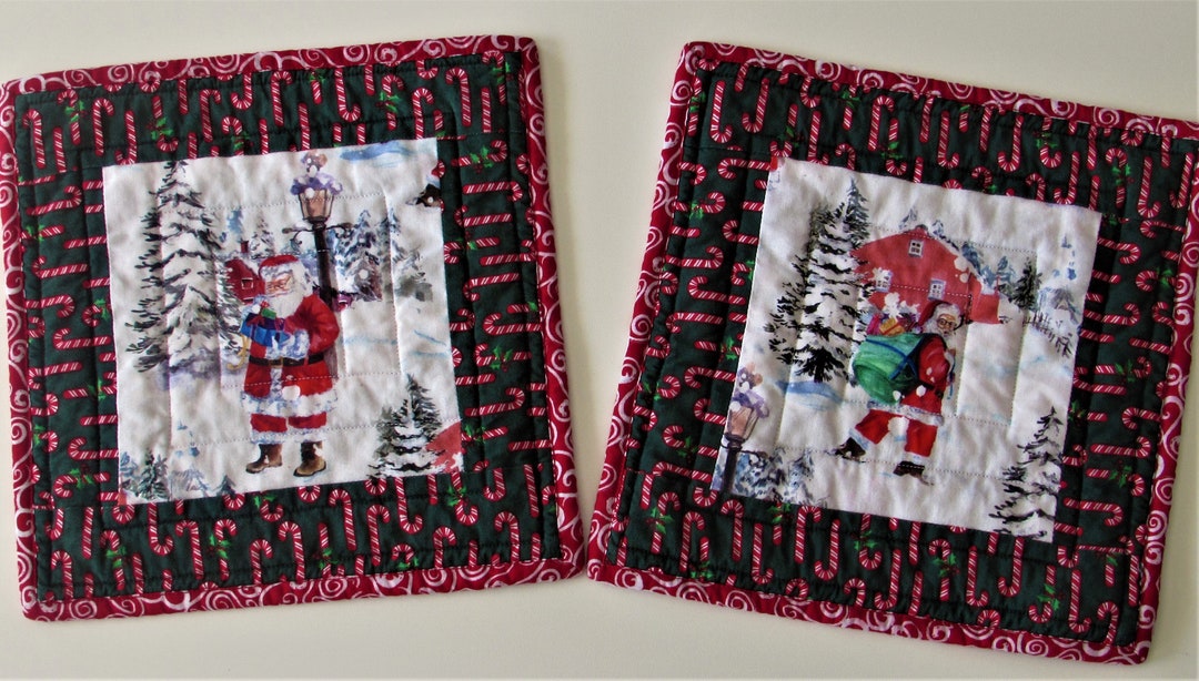 SANTA SNACK MATS Quilted 9.5 Square Set of Two - Etsy
