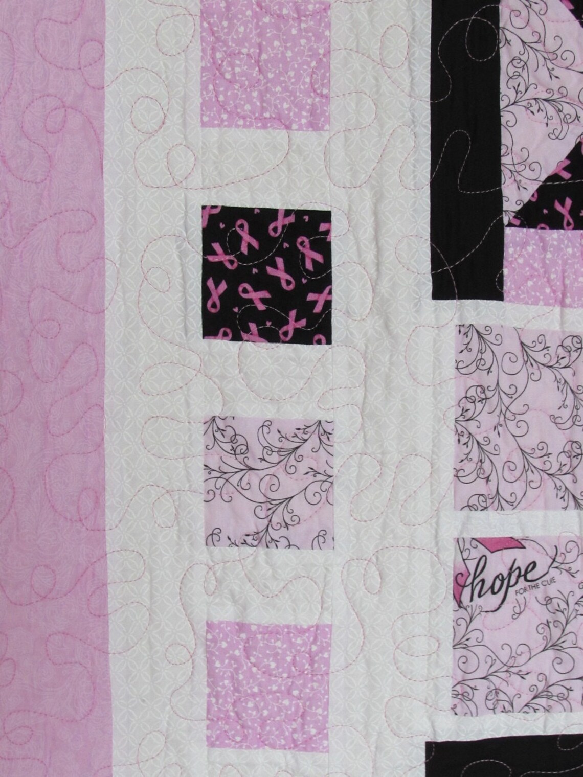 PINK RIBBON BOWTIES Quilt 58 x 74 inches | Etsy