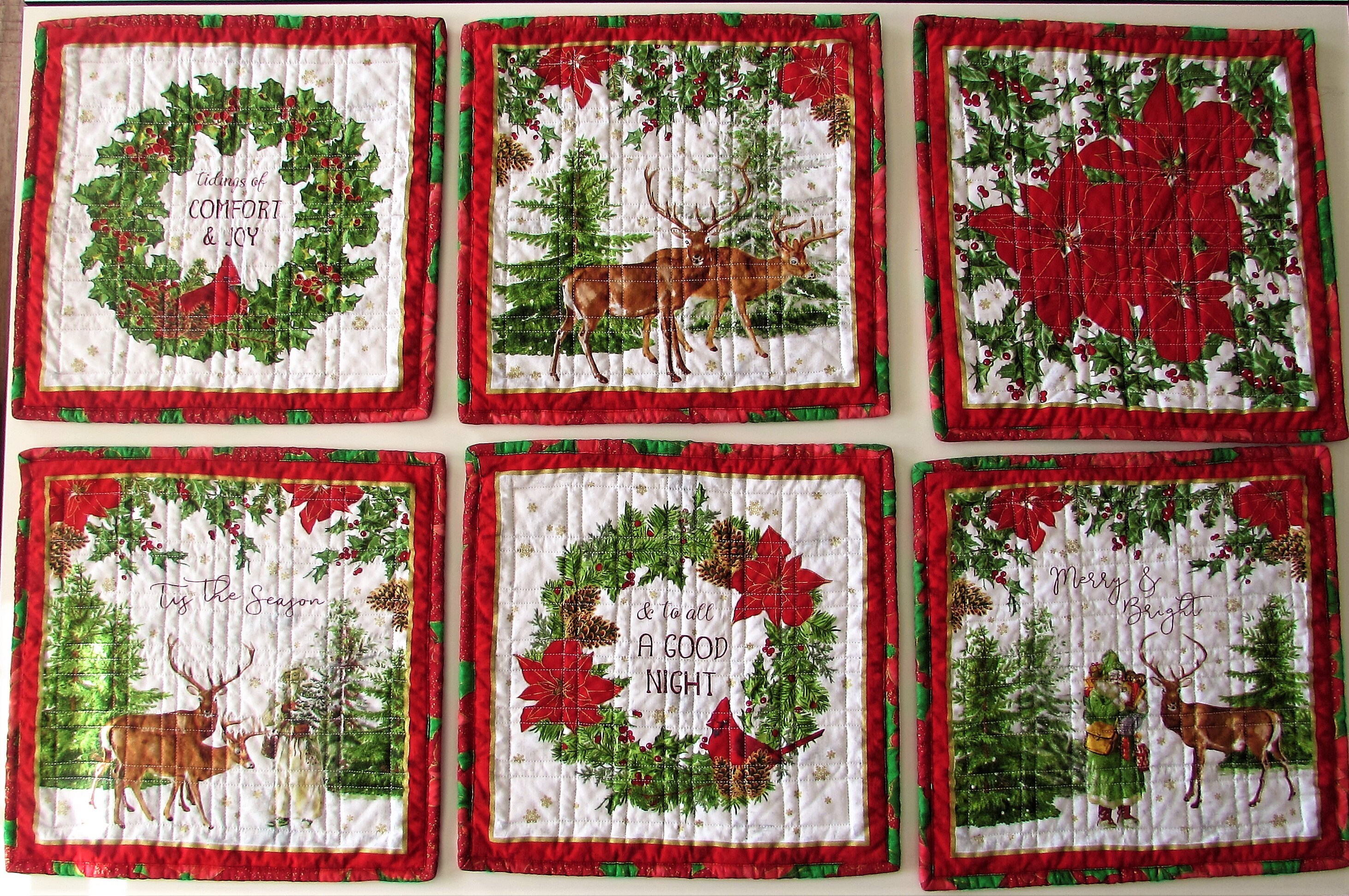 CHRISTMAS SNACK MATS, Quilted, 11 Square - Etsy
