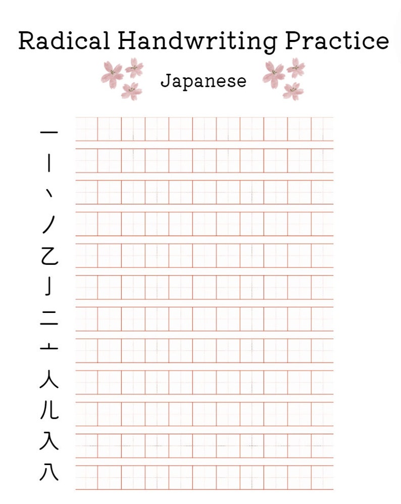 Japanese Kanji Radical Workbook - Etsy