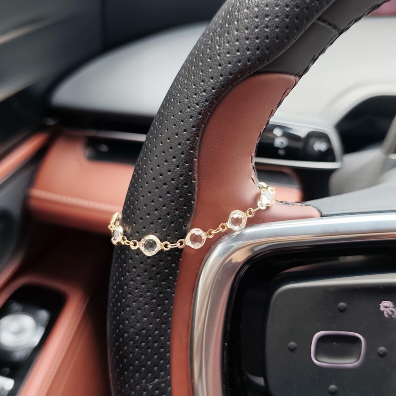 Crystal Chain Steering Wheel Hanging, Blue Crystal Charm Car Charm ...