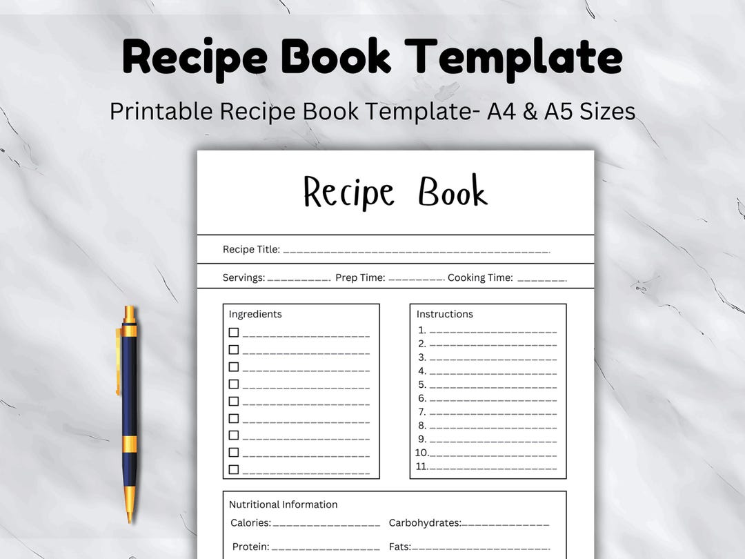 Recipe Book Template for Home Chefs | Professional Chef Recipe ...