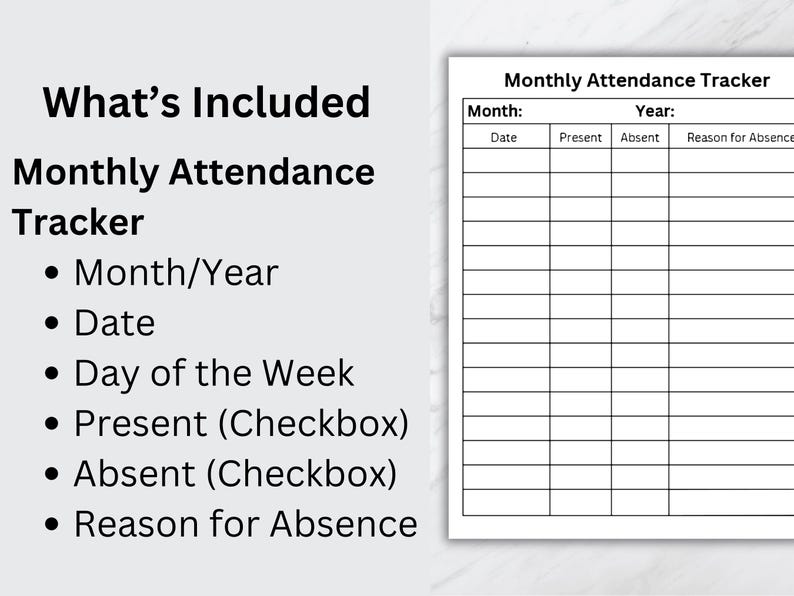 Teacher Attendance Tracker Editable Canva Template Daily Attendance ...