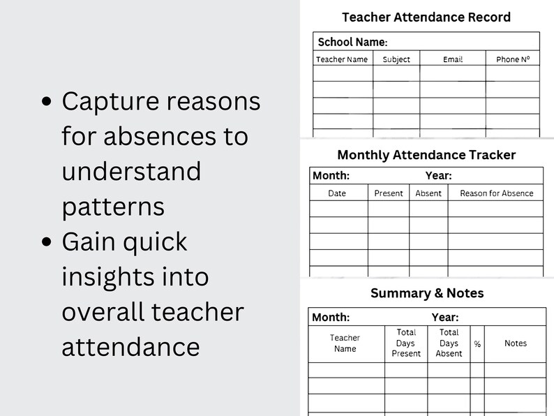 Teacher Attendance Tracker Editable Canva Template Daily Attendance ...