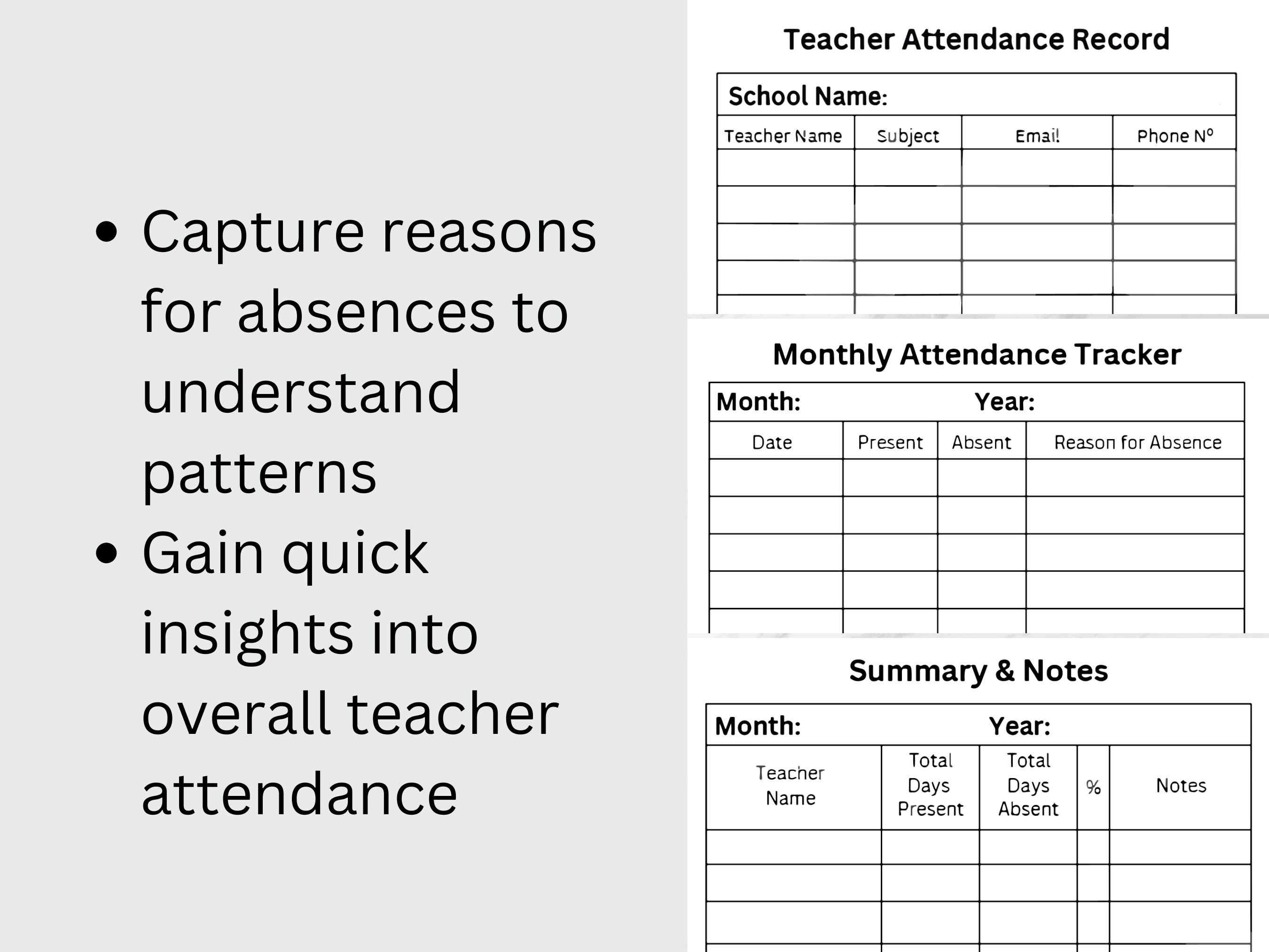 Teacher Attendance Tracker Editable Canva Template Daily Attendance ...