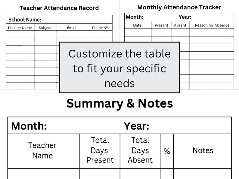 Teacher Attendance Tracker Editable Canva Template Daily Attendance ...