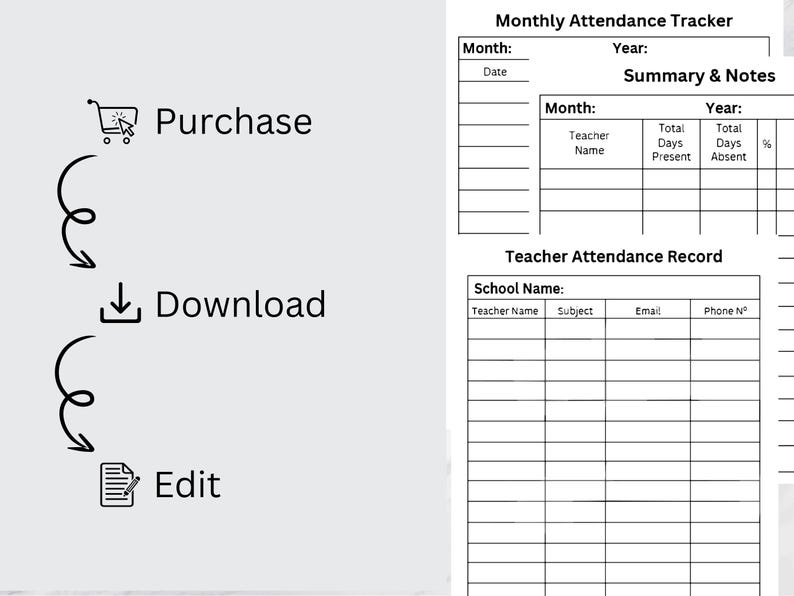Teacher Attendance Tracker Editable Canva Template Daily Attendance ...